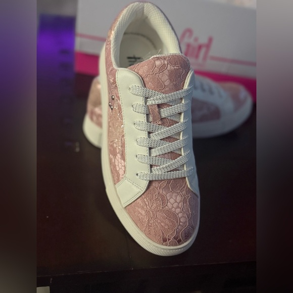 Corkys | Shoes | Corkys Pink And White Lace Sneakers | Poshmark
